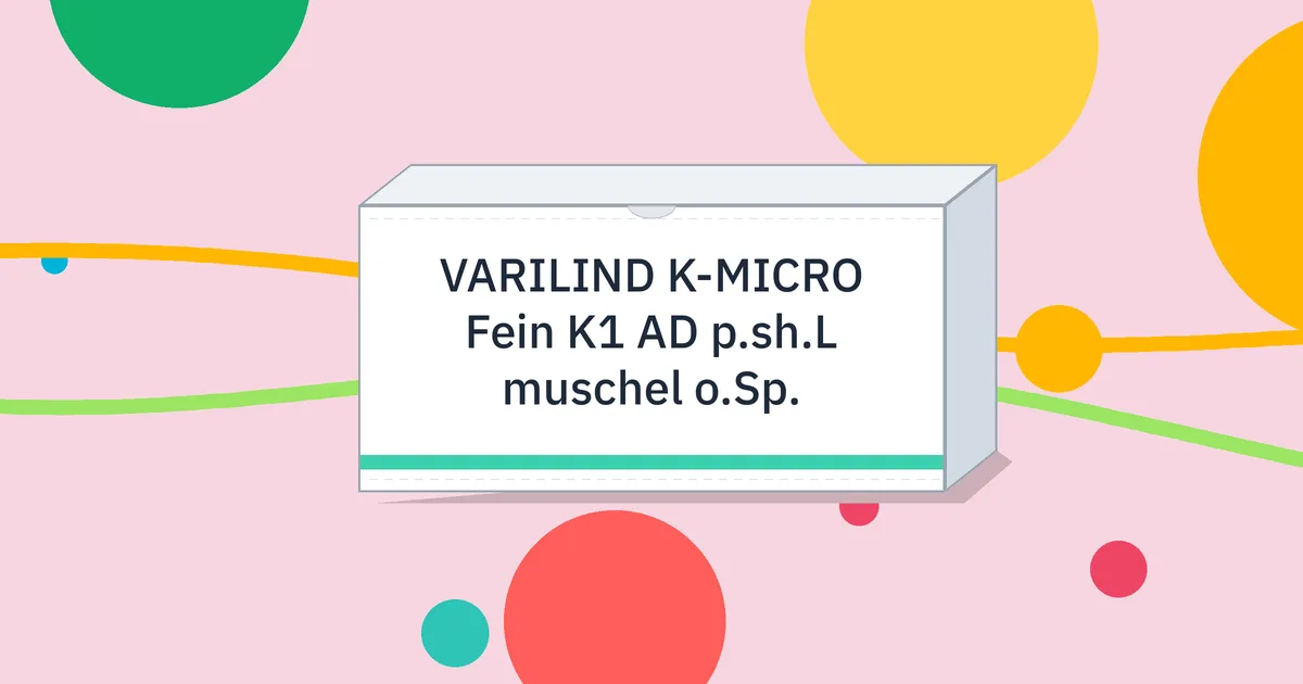 Symbolbild: Packung mit der Aufschrift VARILIND K-MICRO Fein K1 AD p.sh.L muschel o.Sp. (PZN 20558394) – Verfügbarkeit und Bezug in Apotheken in Frankfurt am Main
