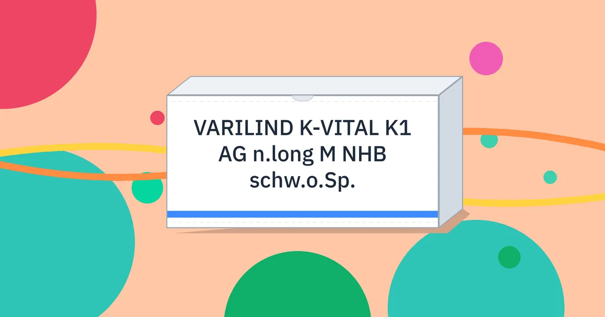 Symbolbild: Packung mit der Aufschrift VARILIND K-VITAL K1 AG n.long M NHB schw.o.Sp. (PZN 20563662) – Verfügbarkeit und Bezug in Apotheken in Frankfurt am Main