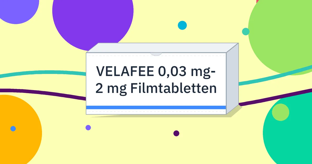 Symbolbild: Packung mit der Aufschrift VELAFEE 0,03 mg-2 mg Filmtabletten (PZN 08892162) – Verfügbarkeit und Bezug in Apotheken in Frankfurt am Main