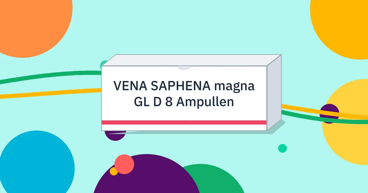 Symbolbild: Packung mit der Aufschrift VENA SAPHENA magna GL D 8 Ampullen (PZN 03792438) – Verfügbarkeit und Bezug in Apotheken in Frankfurt am Main