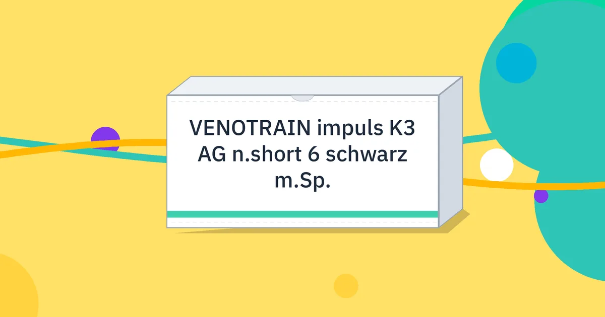 Symbolbild: Packung mit der Aufschrift VENOTRAIN impuls K3 AG n.short 6 schwarz m.Sp. (PZN 00496917) – Verfügbarkeit und Bezug in Apotheken in Frankfurt am Main