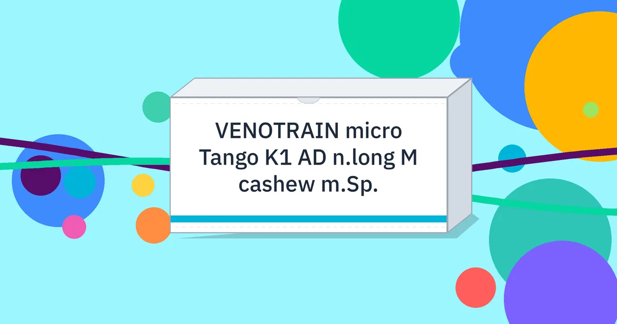 Symbolbild: Packung mit der Aufschrift VENOTRAIN micro Tango K1 AD n.long M cashew m.Sp. (PZN 20765532) – Verfügbarkeit und Bezug in Apotheken in Frankfurt am Main