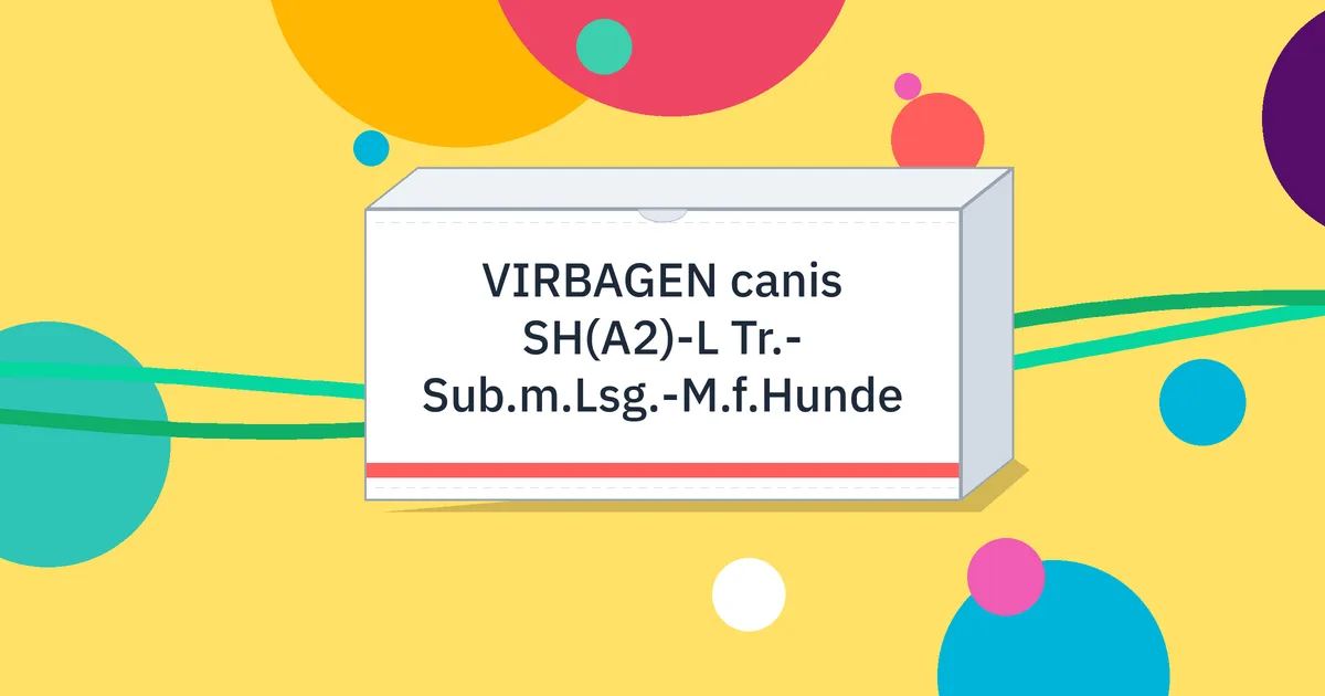Symbolbild: Packung mit der Aufschrift VIRBAGEN canis SH(A2)-L Tr.-Sub.m.Lsg.-M.f.Hunde (PZN 01656346) – Verfügbarkeit und Bezug in Apotheken in Frankfurt am Main