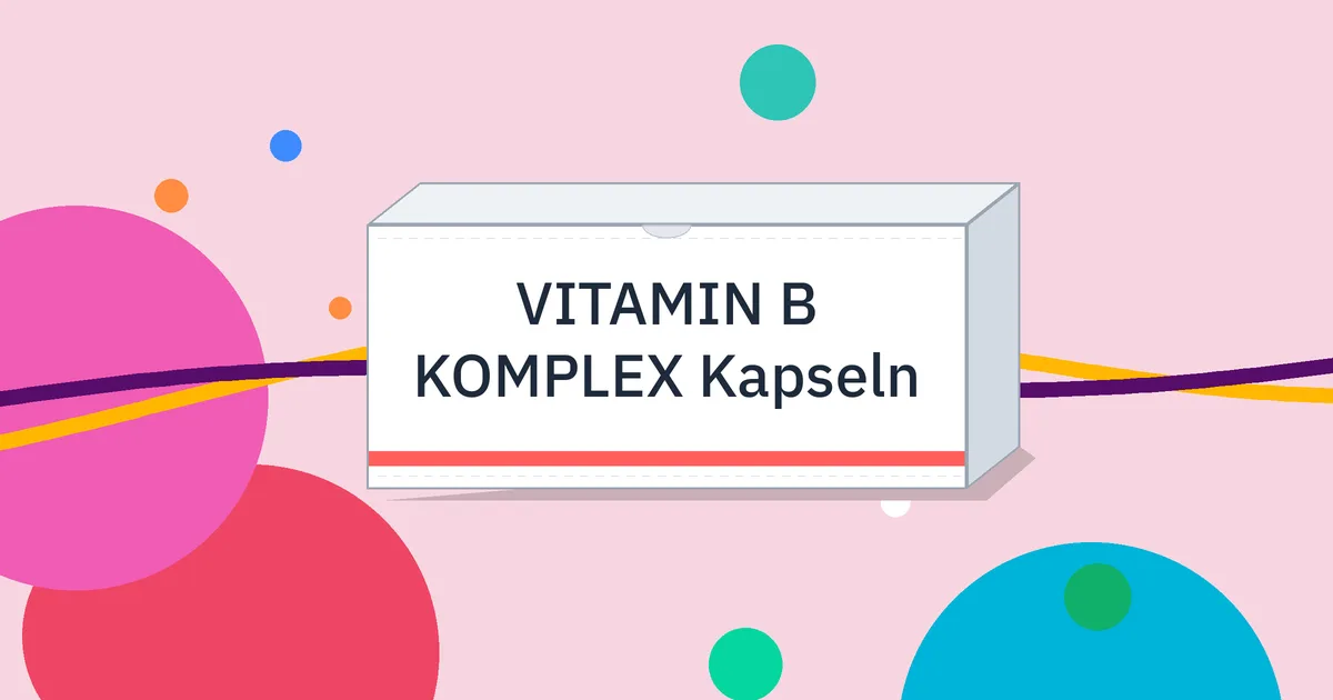 Symbolbild: Packung mit der Aufschrift VITAMIN B KOMPLEX Kapseln (PZN 18666047) – Verfügbarkeit und Bezug in Apotheken in Frankfurt am Main