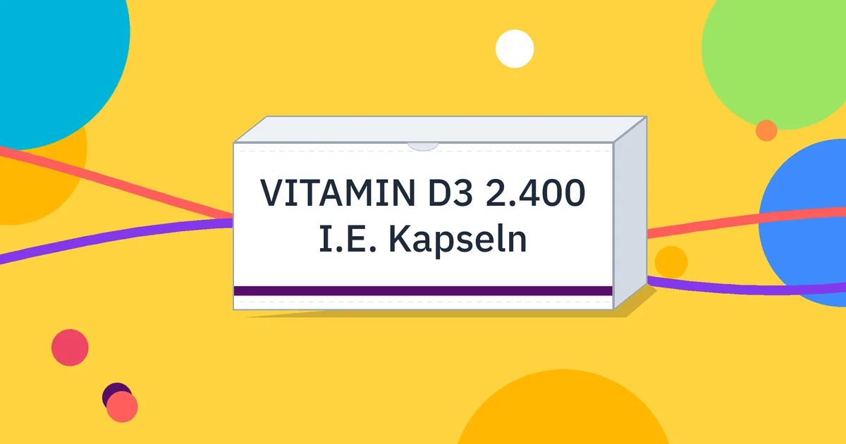 Symbolbild: Packung mit der Aufschrift VITAMIN D3 2.400 I.E. Kapseln (PZN 18755153) – Verfügbarkeit und Bezug in Apotheken in Frankfurt am Main