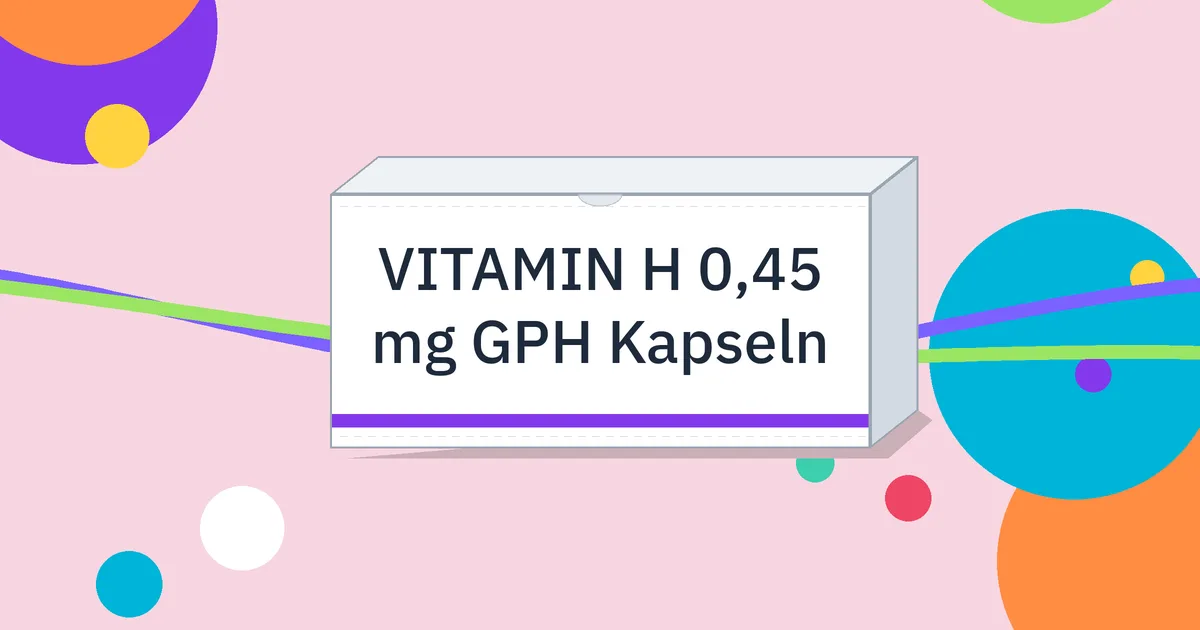 Symbolbild: Packung mit der Aufschrift VITAMIN H 0,45 mg GPH Kapseln (PZN 09749633) – Verfügbarkeit und Bezug in Apotheken in Frankfurt am Main