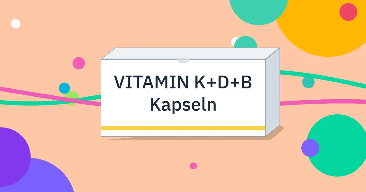 Symbolbild: Packung mit der Aufschrift VITAMIN K+D+B Kapseln (PZN 13354403) – Verfügbarkeit und Bezug in Apotheken in Frankfurt am Main
