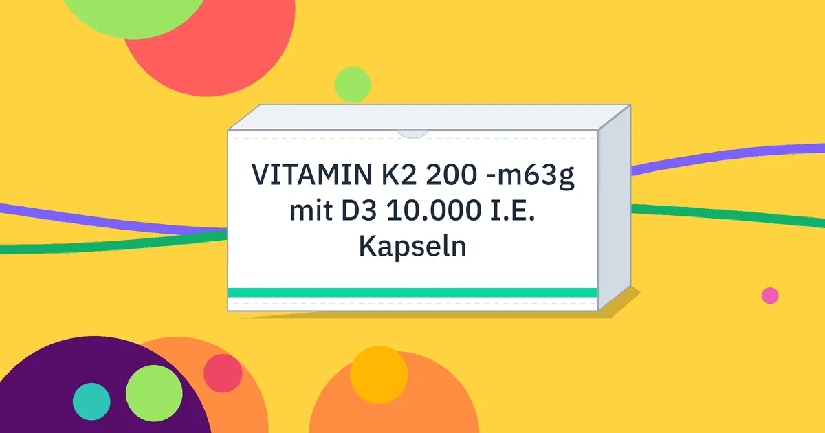 Symbolbild: Packung mit der Aufschrift VITAMIN K2 200 -m63g mit D3 10.000 I.E. Kapseln (PZN 19352291) – Verfügbarkeit und Bezug in Apotheken in Frankfurt am Main