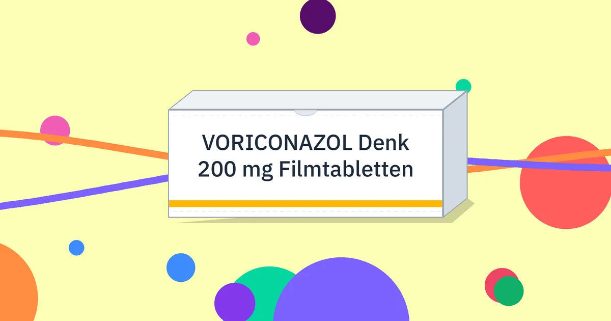Symbolbild: Packung mit der Aufschrift VORICONAZOL Denk 200 mg Filmtabletten (PZN 14047703) – Verfügbarkeit und Bezug in Apotheken in Frankfurt am Main