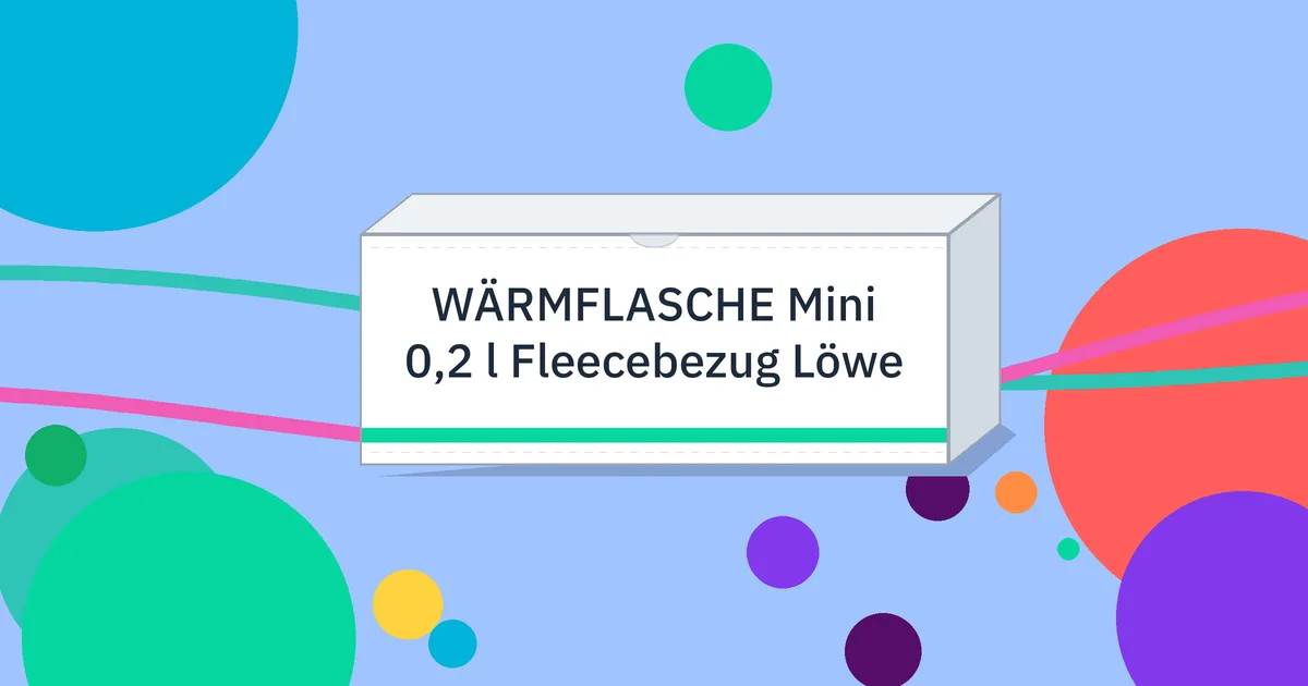 Symbolbild: Packung mit der Aufschrift WÄRMFLASCHE Mini 0,2 l Fleecebezug Löwe (PZN 16791067) – Verfügbarkeit und Bezug in Apotheken in Frankfurt am Main
