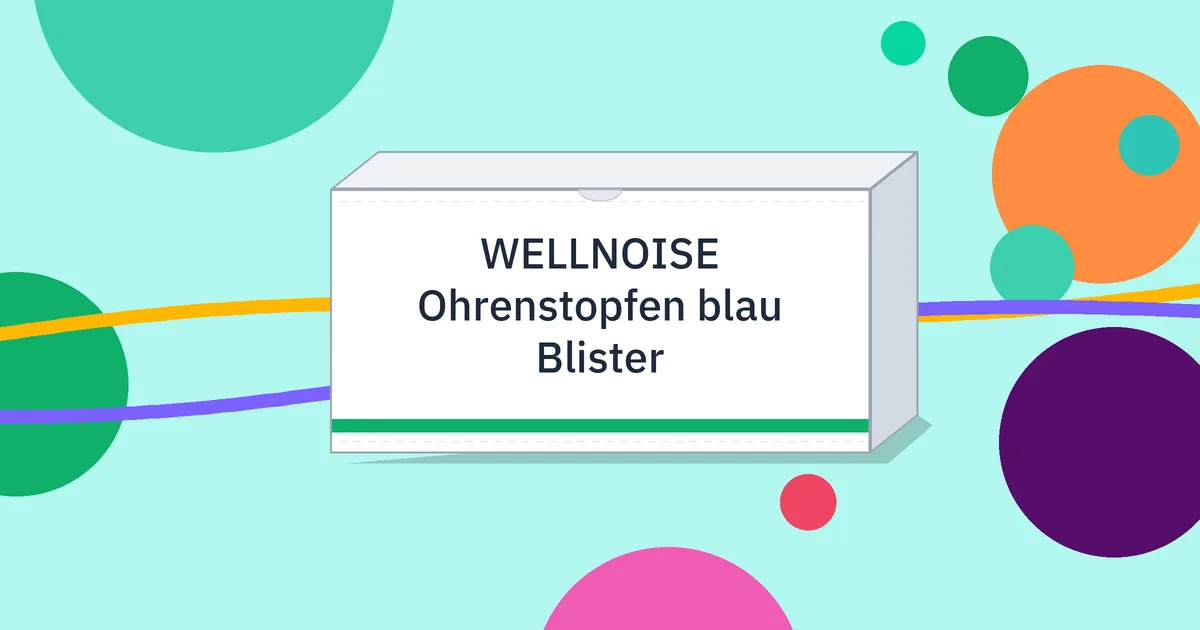 Symbolbild: Packung mit der Aufschrift WELLNOISE Ohrenstopfen blau Blister (PZN 03185431) – Verfügbarkeit und Bezug in Apotheken in Frankfurt am Main