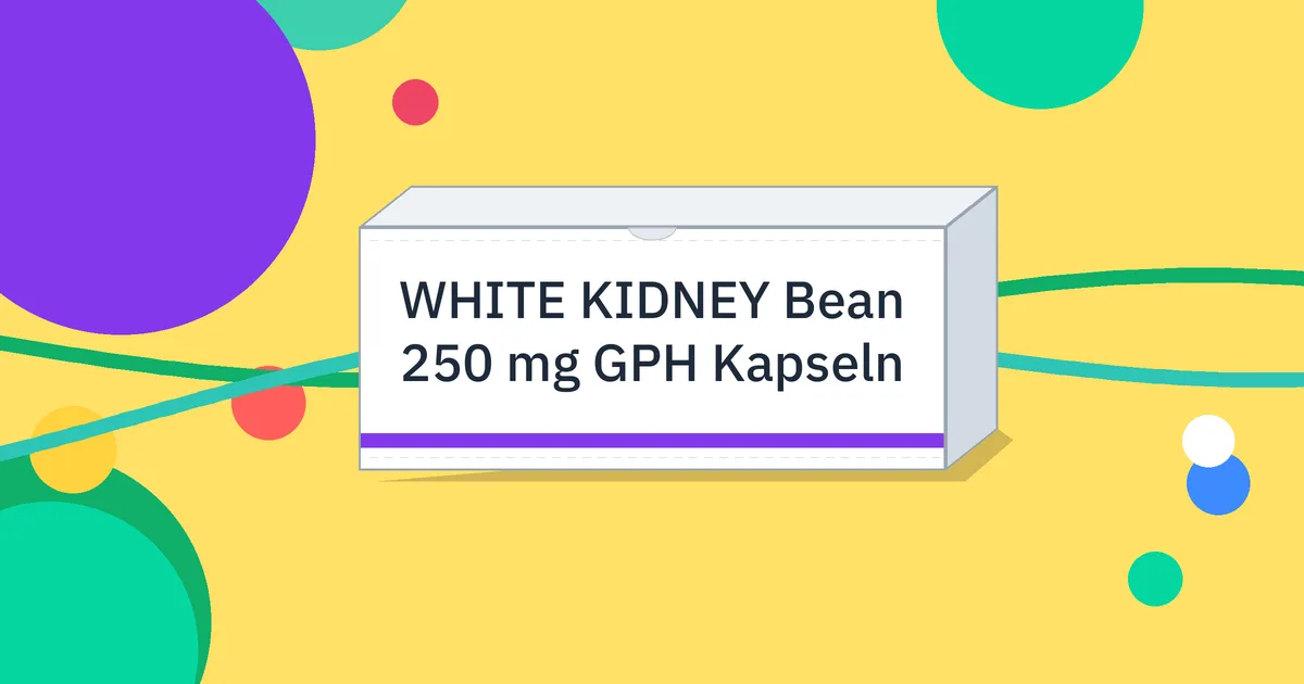 Symbolbild: Packung mit der Aufschrift WHITE KIDNEY Bean 250 mg GPH Kapseln (PZN 04699540) – Verfügbarkeit und Bezug in Apotheken in Frankfurt am Main