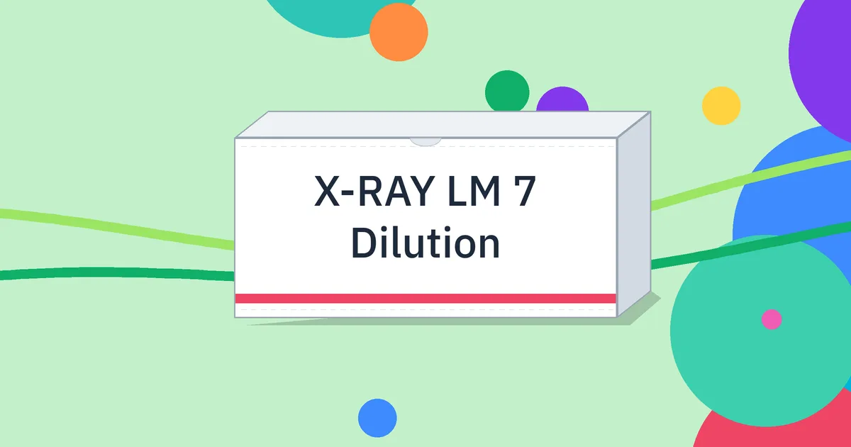 Symbolbild: Packung mit der Aufschrift X-RAY LM 7 Dilution (PZN 13282307) – Verfügbarkeit und Bezug in Apotheken in Frankfurt am Main