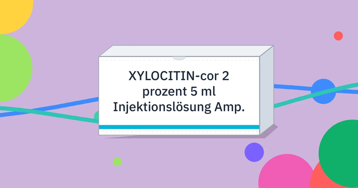 Symbolbild: Packung mit der Aufschrift XYLOCITIN-cor 2 prozent 5 ml Injektionslösung Amp. (PZN 00679658) – Verfügbarkeit und Bezug in Apotheken in Frankfurt am Main