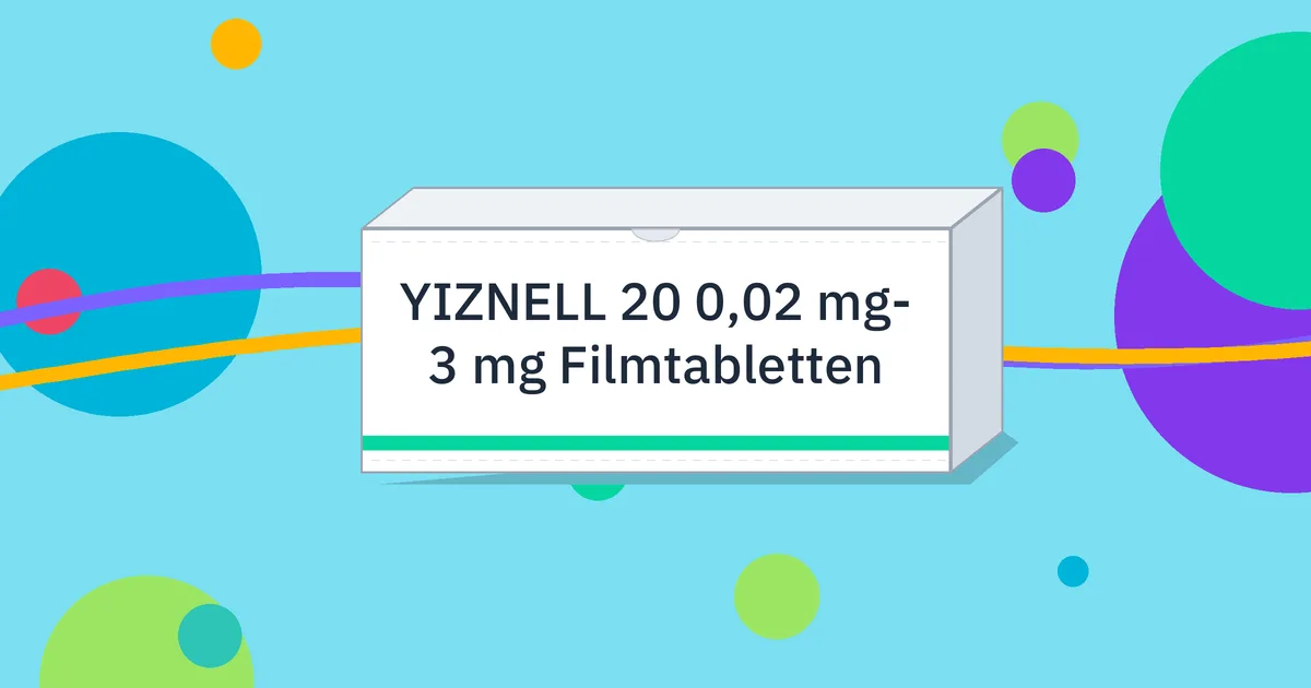 Symbolbild: Packung mit der Aufschrift YIZNELL 20 0,02 mg-3 mg Filmtabletten (PZN 12541528) – Verfügbarkeit und Bezug in Apotheken in Frankfurt am Main