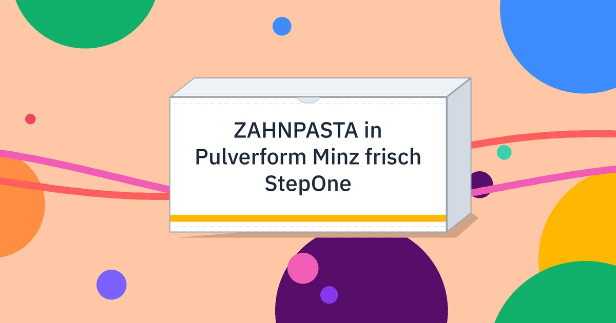 Symbolbild: Packung mit der Aufschrift ZAHNPASTA in Pulverform Minz frisch StepOne (PZN 19143624) – Verfügbarkeit und Bezug in Apotheken in Frankfurt am Main