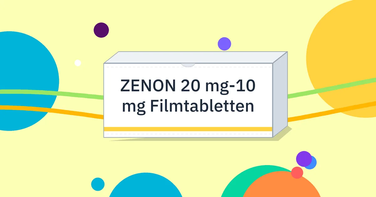 Symbolbild: Packung mit der Aufschrift ZENON 20 mg-10 mg Filmtabletten (PZN 20109495) – Verfügbarkeit und Bezug in Apotheken in Frankfurt am Main