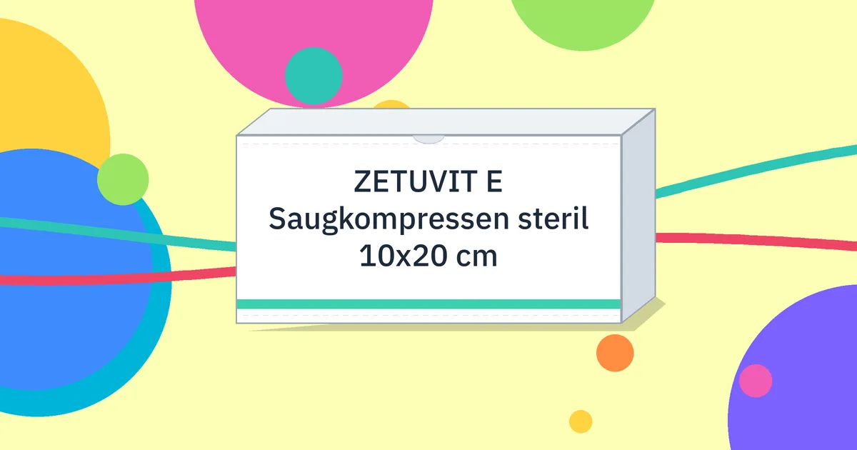Symbolbild: Packung mit der Aufschrift ZETUVIT E Saugkompressen steril 10x20 cm (PZN 14261939) – Verfügbarkeit und Bezug in Apotheken in Frankfurt am Main