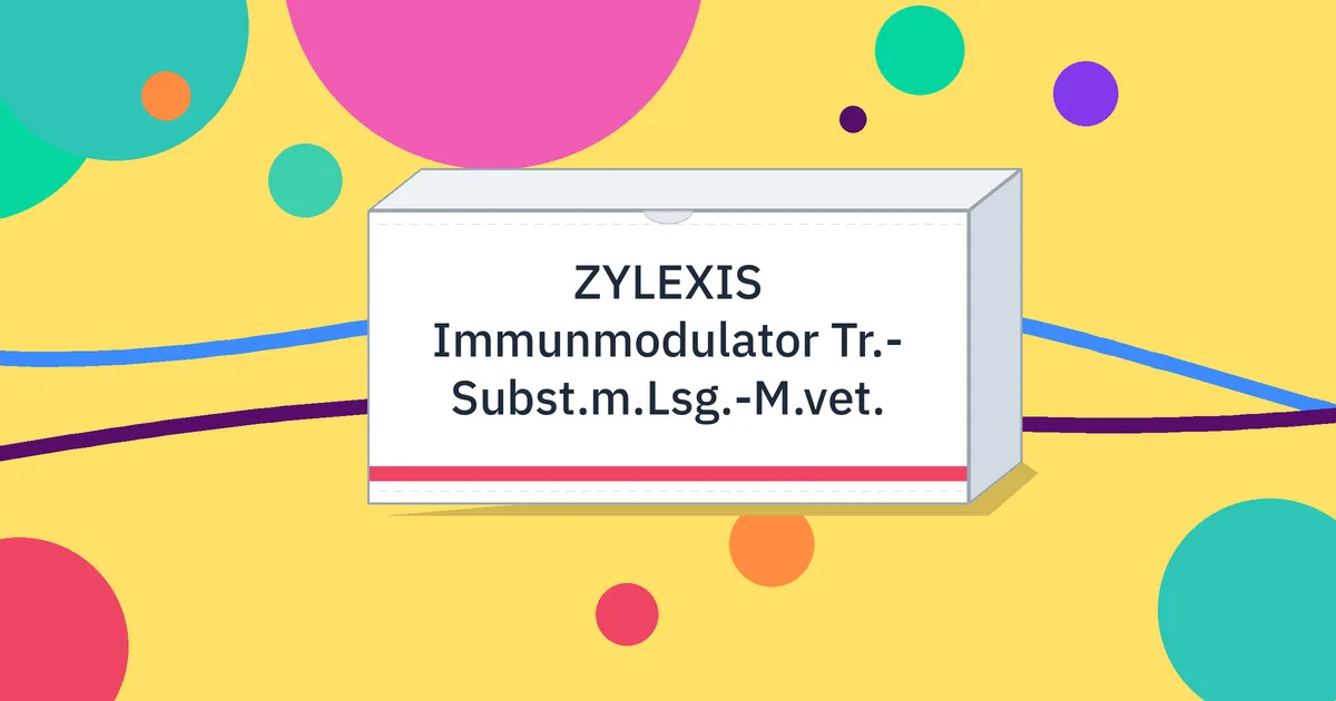 Symbolbild: Packung mit der Aufschrift ZYLEXIS Immunmodulator Tr.-Subst.m.Lsg.-M.vet. (PZN 00174970) – Verfügbarkeit und Bezug in Apotheken in Frankfurt am Main