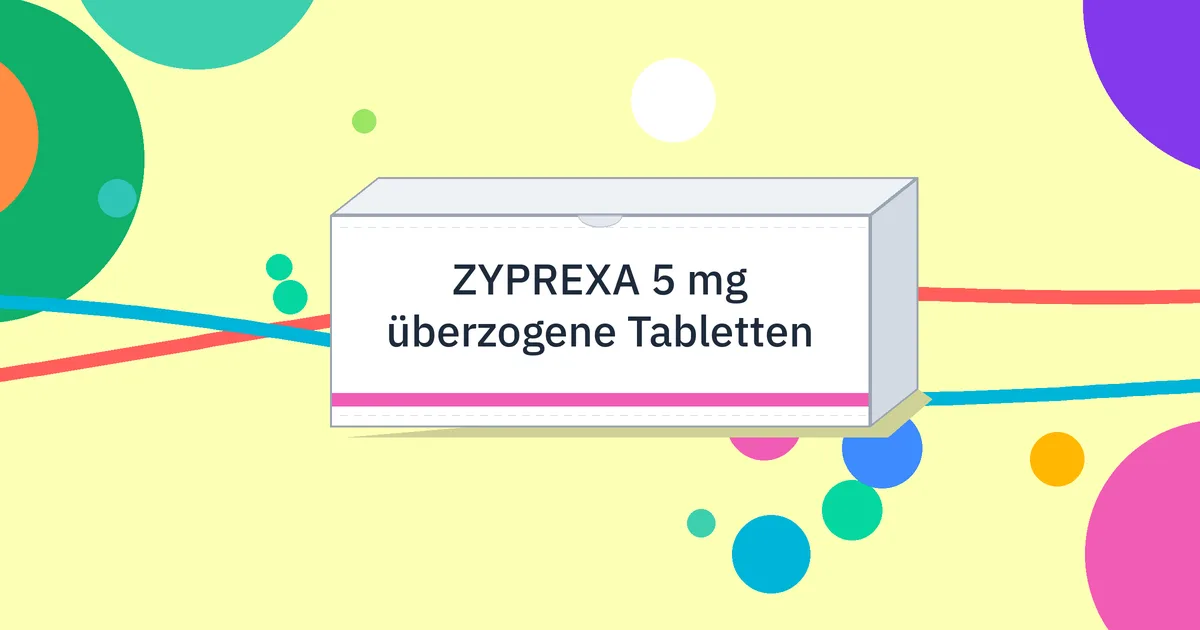 Symbolbild: Packung mit der Aufschrift ZYPREXA 5 mg überzogene Tabletten (PZN 05011528) – Verfügbarkeit und Bezug in Apotheken in Frankfurt am Main