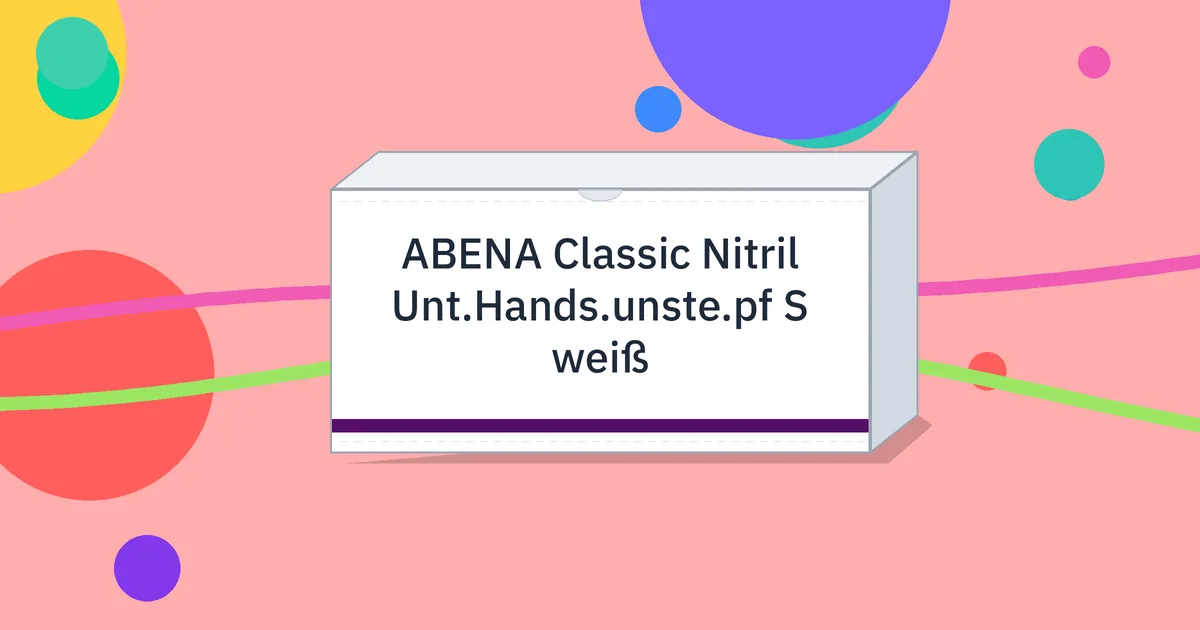 Symbolbild: Packung mit der Aufschrift ABENA Classic Nitril Unt.Hands.unste.pf S weiß (PZN 12519635) – Verfügbarkeit und Bezug in Apotheken in Frankfurt am Main