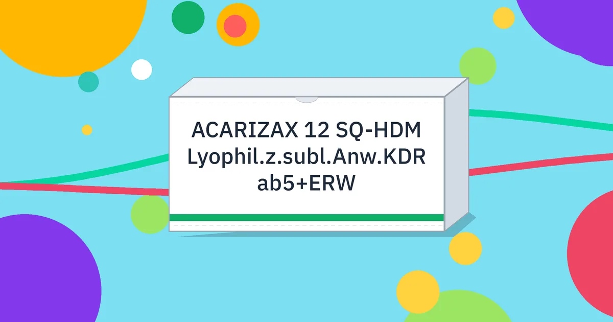 Symbolbild: Packung mit der Aufschrift ACARIZAX 12 SQ-HDM Lyophil.z.subl.Anw.KDR ab5+ERW (PZN 19804971) – Verfügbarkeit und Bezug in Apotheken in Frankfurt am Main