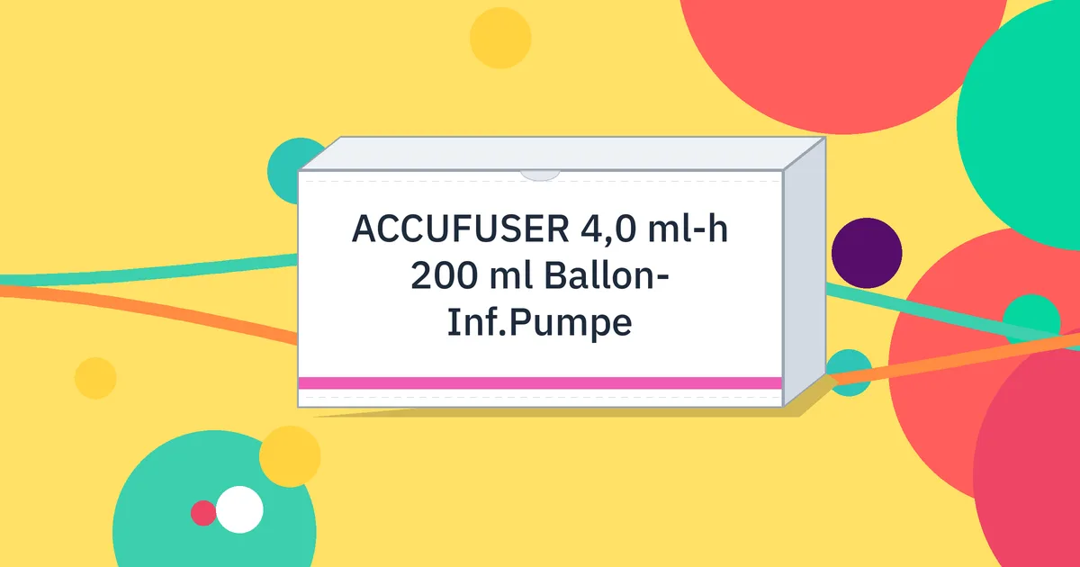 Symbolbild: Packung mit der Aufschrift ACCUFUSER 4,0 ml-h 200 ml Ballon-Inf.Pumpe (PZN 16876711) – Verfügbarkeit und Bezug in Apotheken in Frankfurt am Main