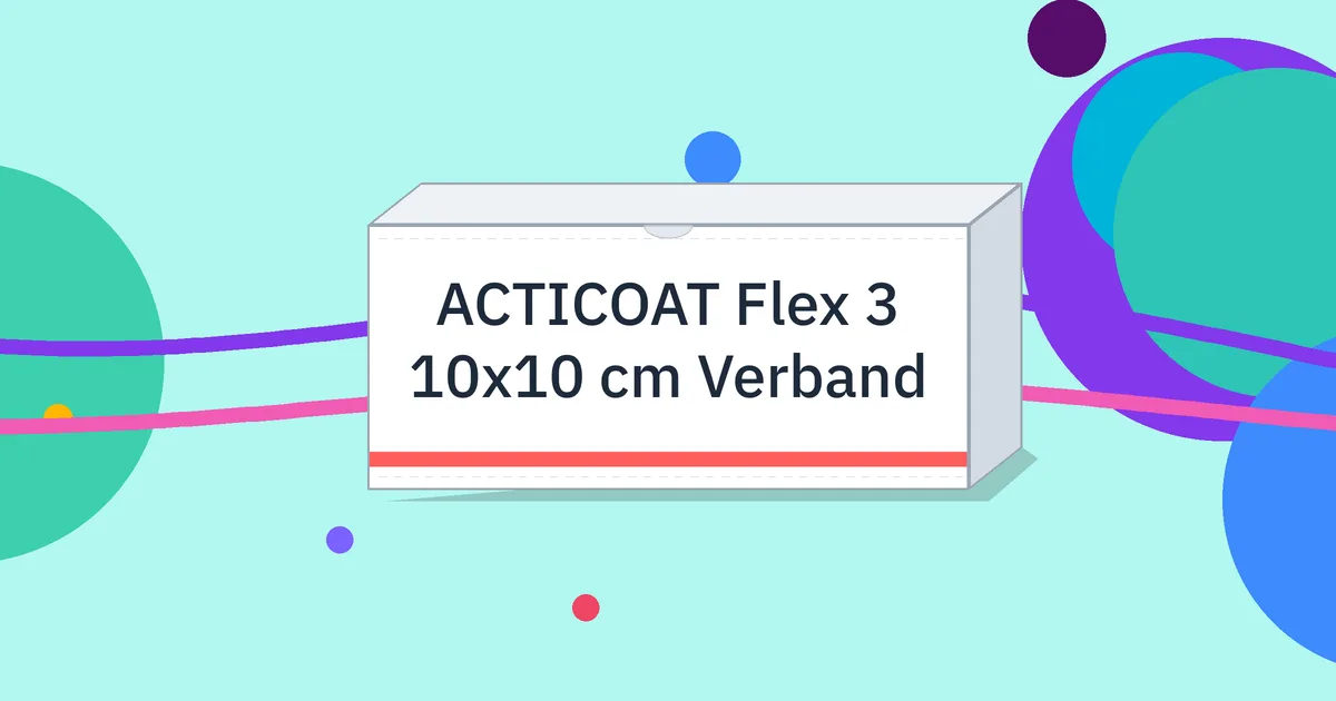 Symbolbild: Packung mit der Aufschrift ACTICOAT Flex 3 10x10 cm Verband (PZN 18034206) – Verfügbarkeit und Bezug in Apotheken in Frankfurt am Main