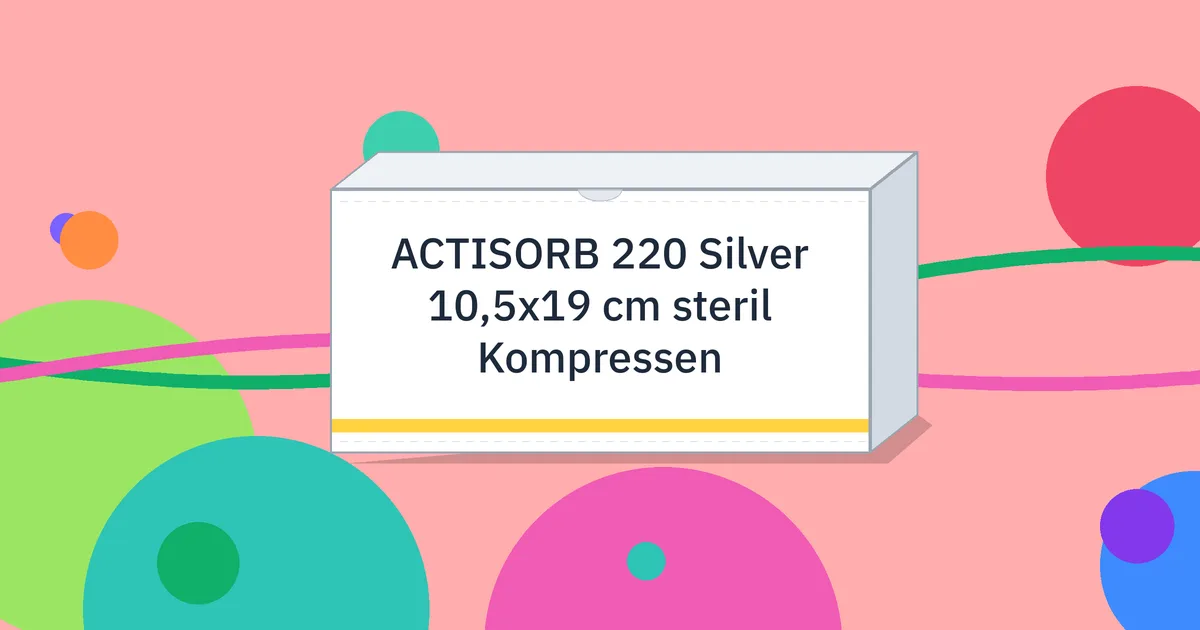 Symbolbild: Packung mit der Aufschrift ACTISORB 220 Silver 10,5x19 cm steril Kompressen (PZN 13336150) – Verfügbarkeit und Bezug in Apotheken in Frankfurt am Main