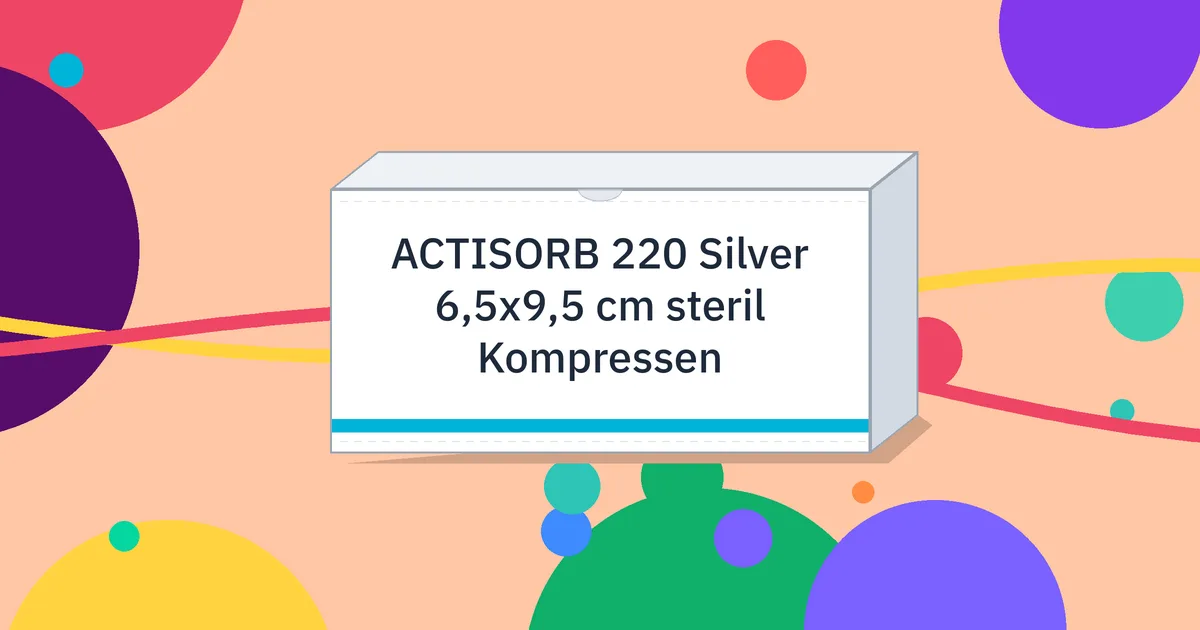 Symbolbild: Packung mit der Aufschrift ACTISORB 220 Silver 6,5x9,5 cm steril Kompressen (PZN 01098768) – Verfügbarkeit und Bezug in Apotheken in Frankfurt am Main