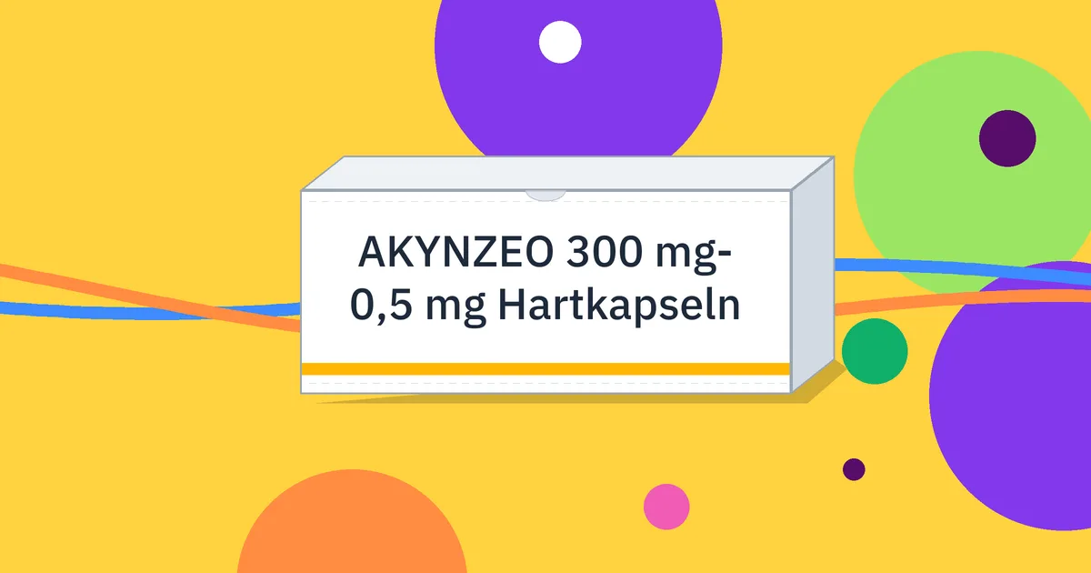Symbolbild: Packung mit der Aufschrift AKYNZEO 300 mg-0,5 mg Hartkapseln (PZN 17276769) – Verfügbarkeit und Bezug in Apotheken in Frankfurt am Main