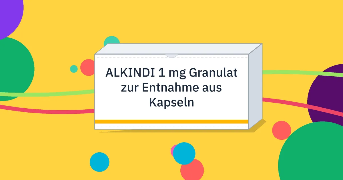 Symbolbild: Packung mit der Aufschrift ALKINDI 1 mg Granulat zur Entnahme aus Kapseln (PZN 13918722) – Verfügbarkeit und Bezug in Apotheken in Frankfurt am Main