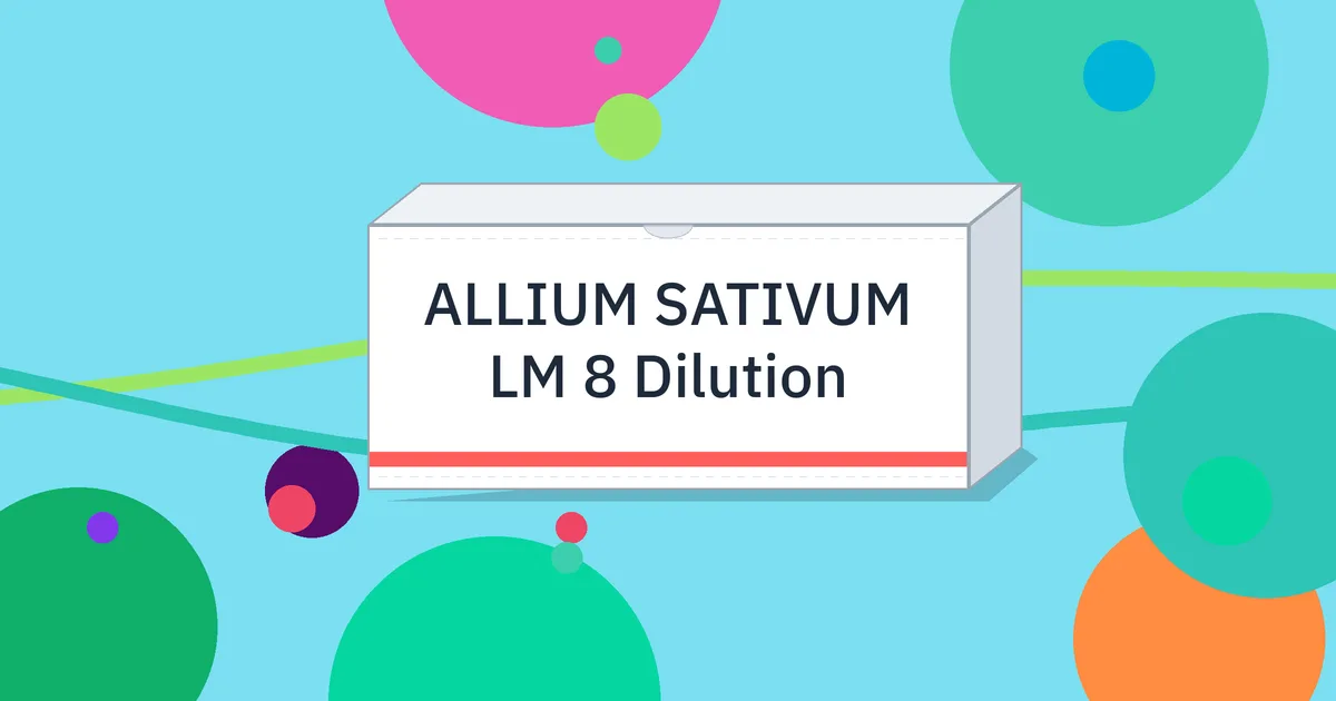 Symbolbild: Packung mit der Aufschrift ALLIUM SATIVUM LM 8 Dilution (PZN 13311492) – Verfügbarkeit und Bezug in Apotheken in Frankfurt am Main
