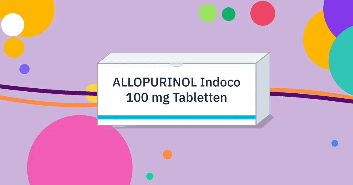 Symbolbild: Packung mit der Aufschrift ALLOPURINOL Indoco 100 mg Tabletten (PZN 16588567) – Verfügbarkeit und Bezug in Apotheken in Frankfurt am Main