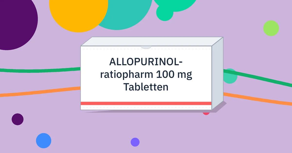 Symbolbild: Packung mit der Aufschrift ALLOPURINOL-ratiopharm 100 mg Tabletten (PZN 01675496) – Verfügbarkeit und Bezug in Apotheken in Frankfurt am Main