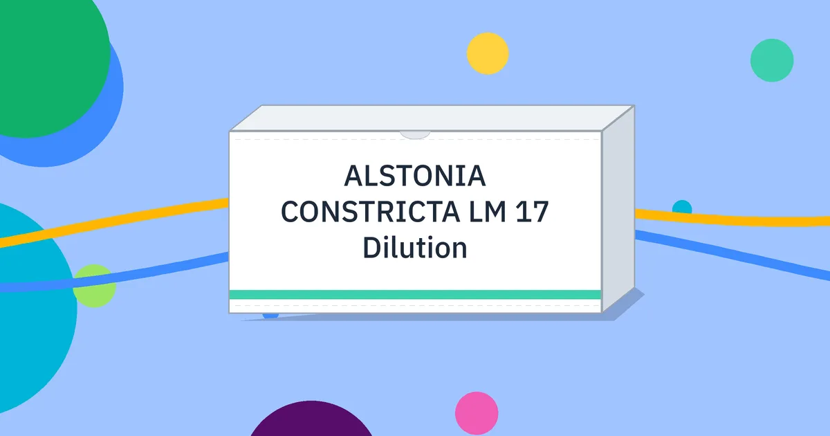 Symbolbild: Packung mit der Aufschrift ALSTONIA CONSTRICTA LM 17 Dilution (PZN 13314390) – Verfügbarkeit und Bezug in Apotheken in Frankfurt am Main