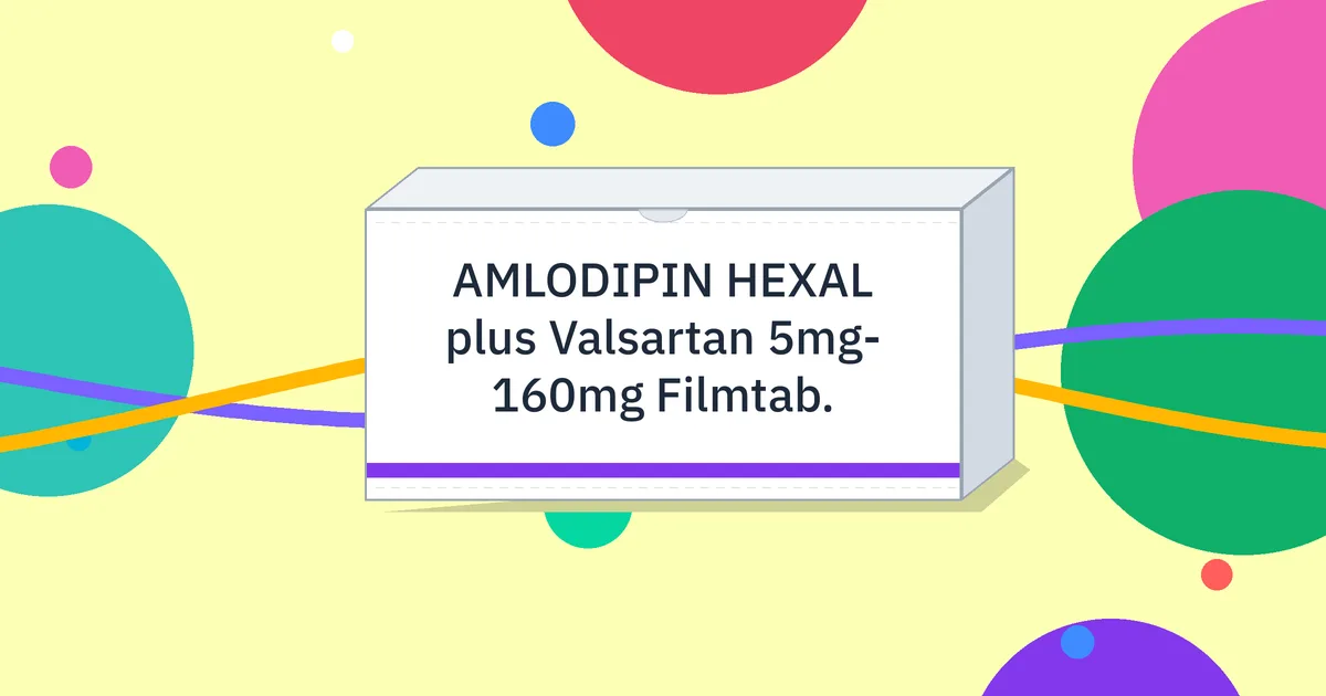 Symbolbild: Packung mit der Aufschrift AMLODIPIN HEXAL plus Valsartan 5mg-160mg Filmtab. (PZN 12550786) – Verfügbarkeit und Bezug in Apotheken in Frankfurt am Main
