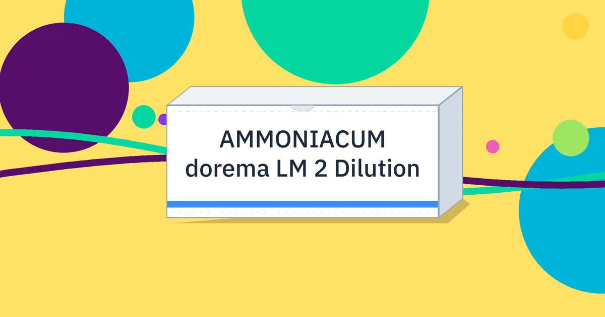 Symbolbild: Packung mit der Aufschrift AMMONIACUM dorema LM 2 Dilution (PZN 13318867) – Verfügbarkeit und Bezug in Apotheken in Frankfurt am Main