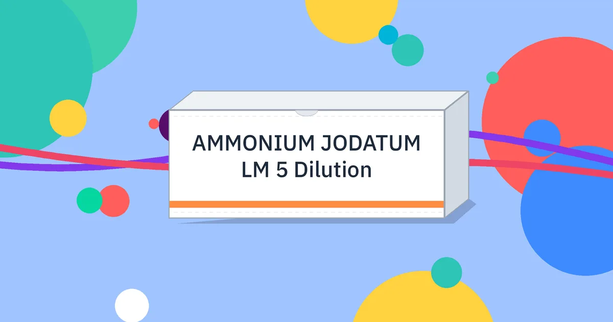Symbolbild: Packung mit der Aufschrift AMMONIUM JODATUM LM 5 Dilution (PZN 13321243) – Verfügbarkeit und Bezug in Apotheken in Frankfurt am Main