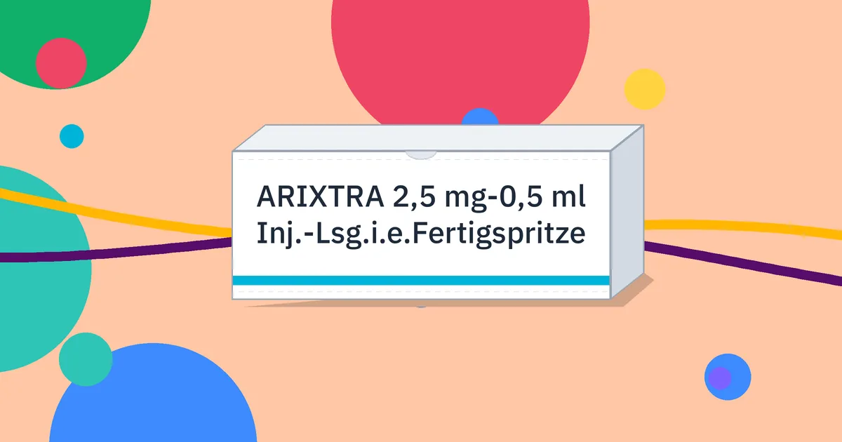 Symbolbild: Packung mit der Aufschrift ARIXTRA 2,5 mg-0,5 ml Inj.-Lsg.i.e.Fertigspritze (PZN 16732225) – Verfügbarkeit und Bezug in Apotheken in Frankfurt am Main