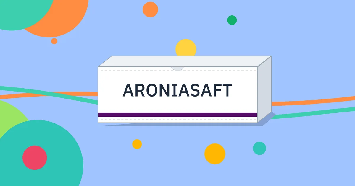 Symbolbild: Packung mit der Aufschrift ARONIASAFT (PZN 01915670) – Verfügbarkeit und Bezug in Apotheken in Frankfurt am Main