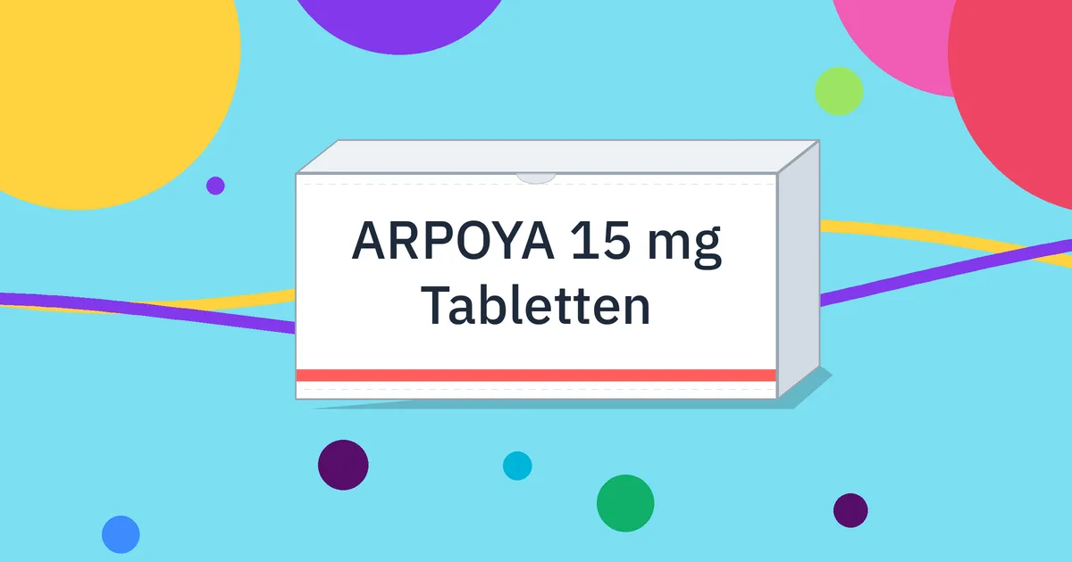 Symbolbild: Packung mit der Aufschrift ARPOYA 15 mg Tabletten (PZN 16197789) – Verfügbarkeit und Bezug in Apotheken in Frankfurt am Main