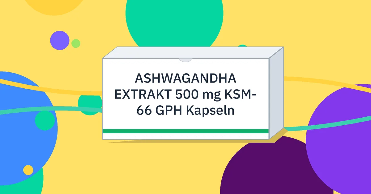Symbolbild: Packung mit der Aufschrift ASHWAGANDHA EXTRAKT 500 mg KSM-66 GPH Kapseln (PZN 20809672) – Verfügbarkeit und Bezug in Apotheken in Frankfurt am Main