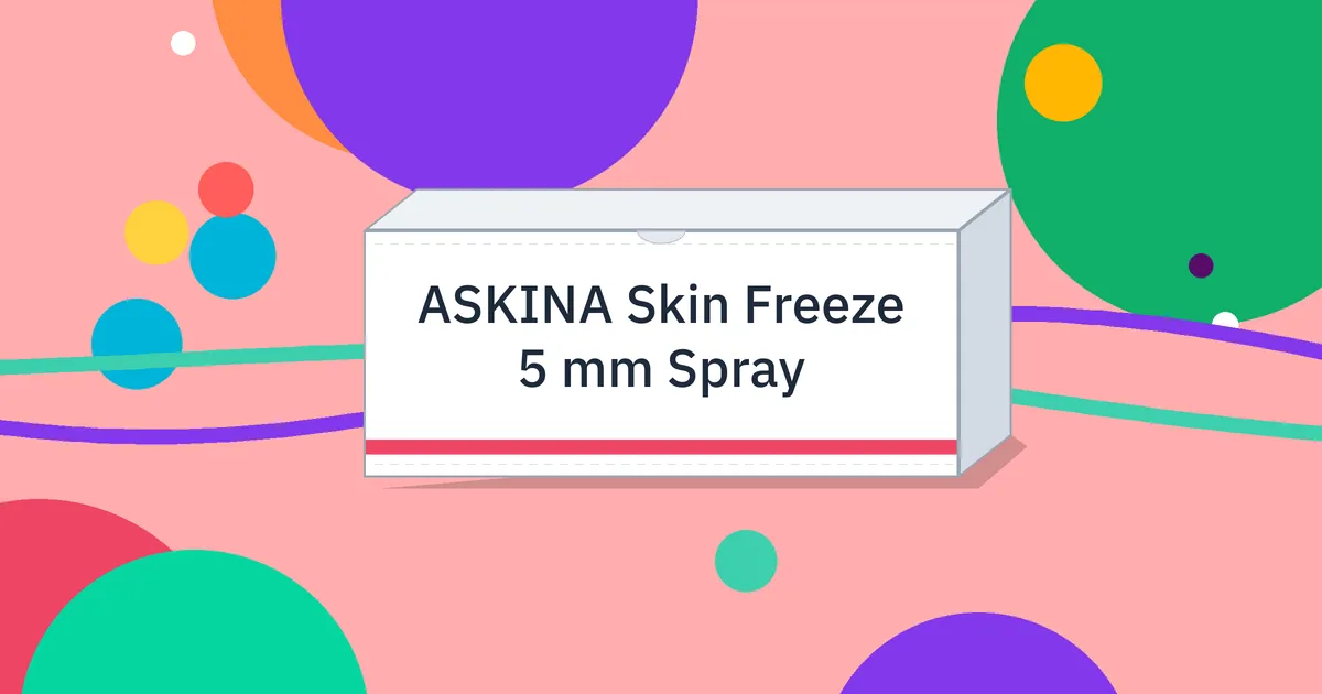 Symbolbild: Packung mit der Aufschrift ASKINA Skin Freeze 5 mm Spray (PZN 16707753) – Verfügbarkeit und Bezug in Apotheken in Frankfurt am Main