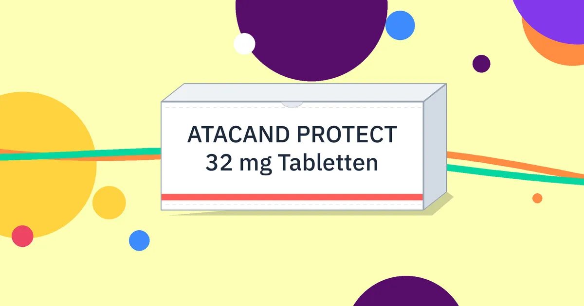 Symbolbild: Packung mit der Aufschrift ATACAND PROTECT 32 mg Tabletten (PZN 19842865) – Verfügbarkeit und Bezug in Apotheken in Frankfurt am Main