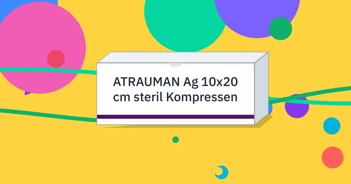 Symbolbild: Packung mit der Aufschrift ATRAUMAN Ag 10x20 cm steril Kompressen (PZN 16659617) – Verfügbarkeit und Bezug in Apotheken in Frankfurt am Main