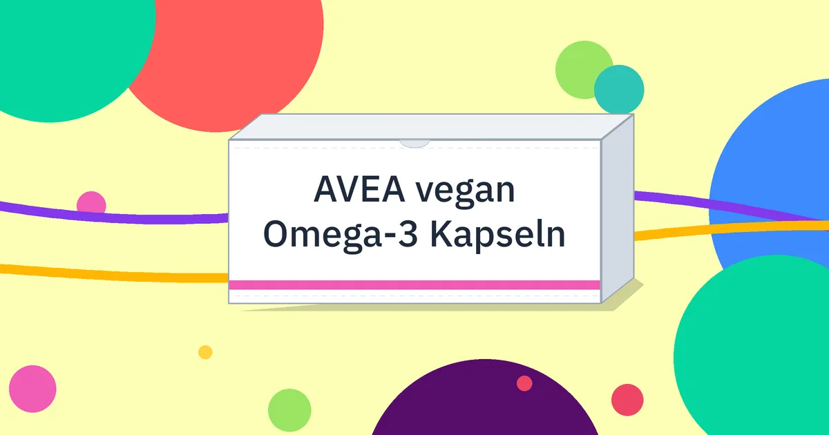 Symbolbild: Packung mit der Aufschrift AVEA vegan Omega-3 Kapseln (PZN 20807118) – Verfügbarkeit und Bezug in Apotheken in Frankfurt am Main