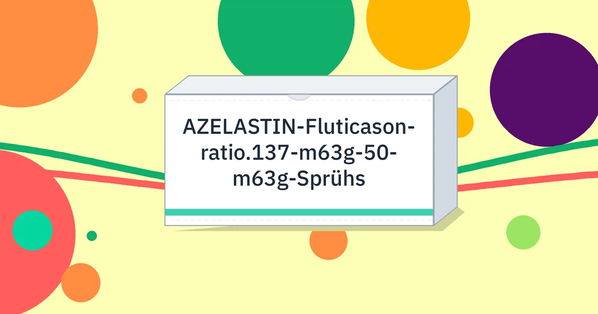 Symbolbild: Packung mit der Aufschrift AZELASTIN-Fluticason-ratio.137-m63g-50-m63g-Sprühs (PZN 18337332) – Verfügbarkeit und Bezug in Apotheken in Frankfurt am Main