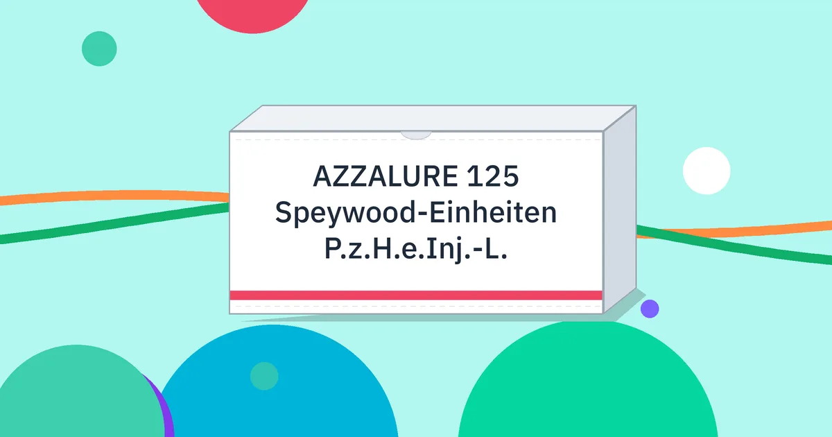 Symbolbild: Packung mit der Aufschrift AZZALURE 125 Speywood-Einheiten P.z.H.e.Inj.-L. (PZN 17203629) – Verfügbarkeit und Bezug in Apotheken in Frankfurt am Main