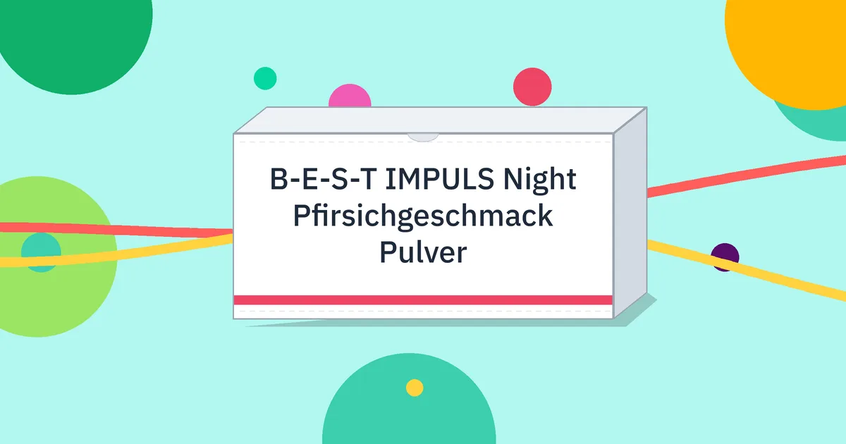 Symbolbild: Packung mit der Aufschrift B-E-S-T IMPULS Night Pfirsichgeschmack Pulver (PZN 17529555) – Verfügbarkeit und Bezug in Apotheken in Frankfurt am Main
